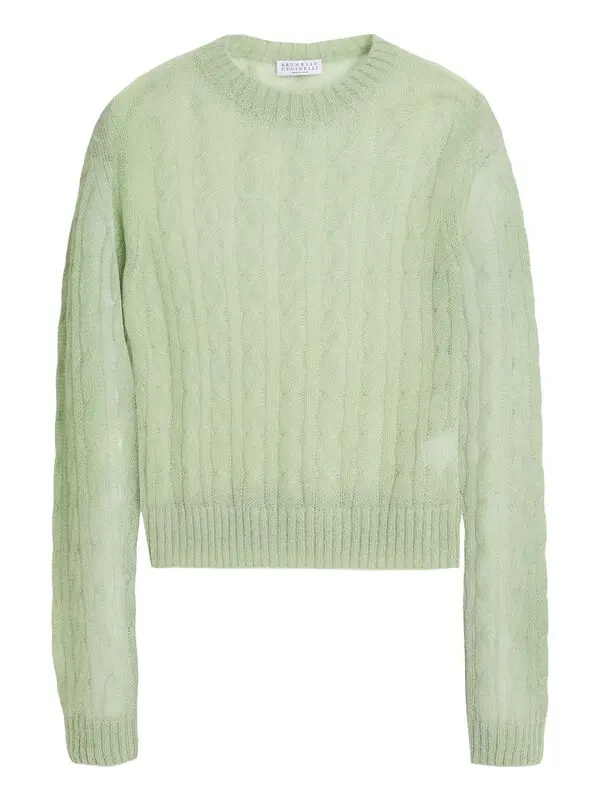 Brunello Cucinelli Cable-knit Mohair-blend Sweater - Light Green