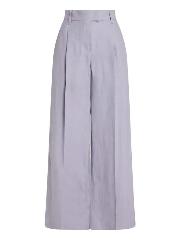 Brunello Cucinelli Hemp And Linen-blend Twill Wide-leg Pants - Lilac