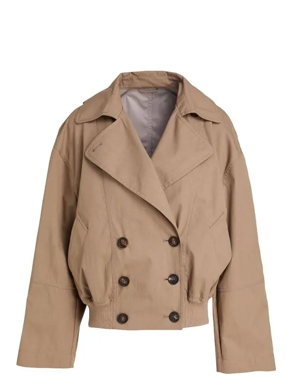 Brunello Cucinelli Double-breasted Cotton-blend Jacket - Taupe