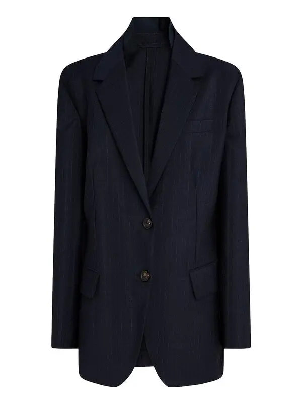 Brunello Cucinelli Pinstriped Mohair And Wool-blend Blazer - Midnight Blue