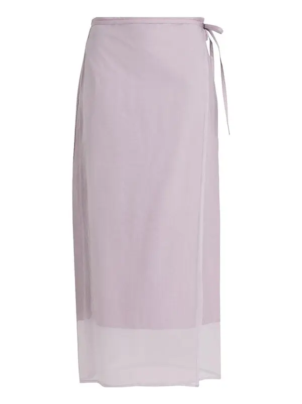 Brunello Cucinelli Organza-paneled Cotton-blend Twill Midi Wrap Skirt - Lilac