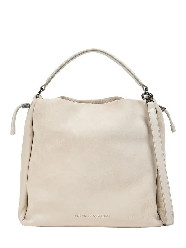 Brunello Cucinelli Nubuck Shoulder Bag - Stone