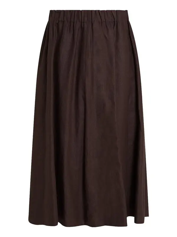 Brunello Cucinelli Linen Midi Skirt - Dark Brown