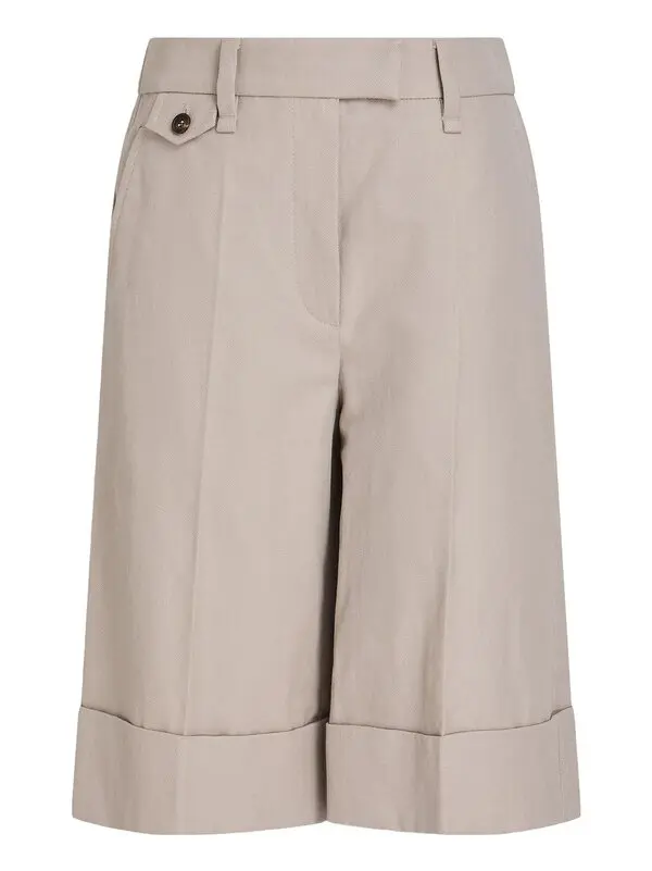 Brunello Cucinelli Cotton And Linen-blend Twill Shorts - Mushroom
