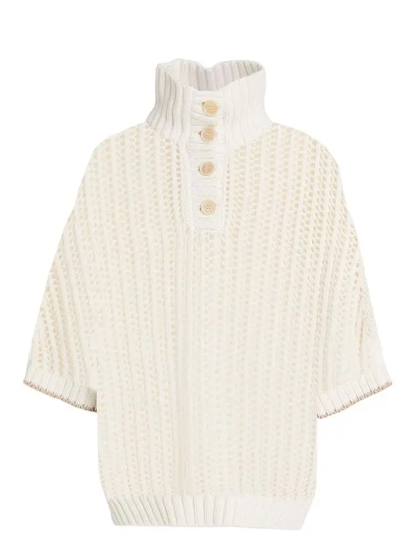 Brunello Cucinelli Ribbed Cotton Turtleneck Sweater - White
