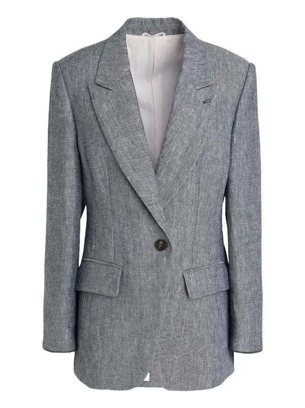 Brunello Cucinelli Hemp And Linen-blend Blazer - Navy