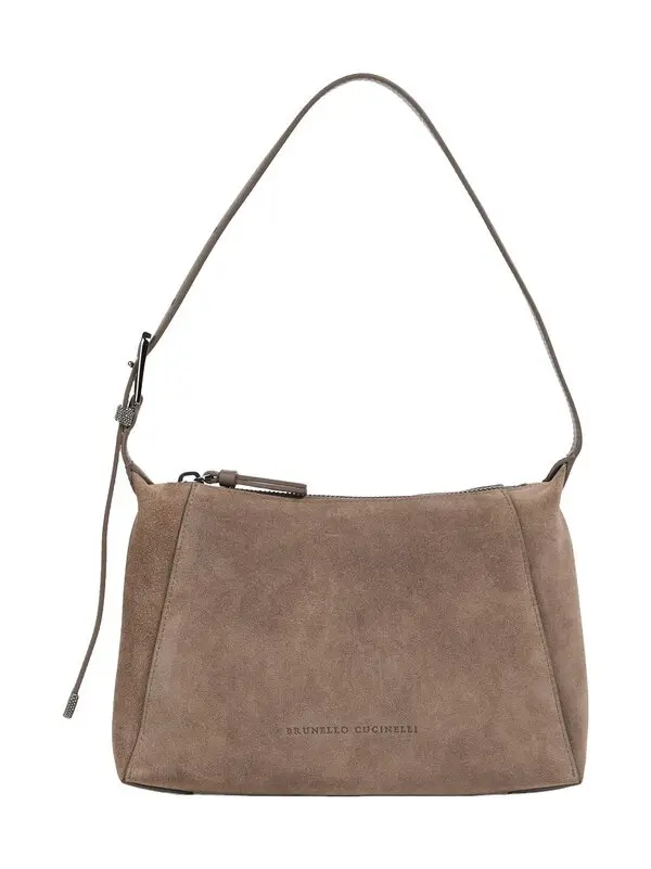 Brunello Cucinelli Nubuck Shoulder Bag - Taupe