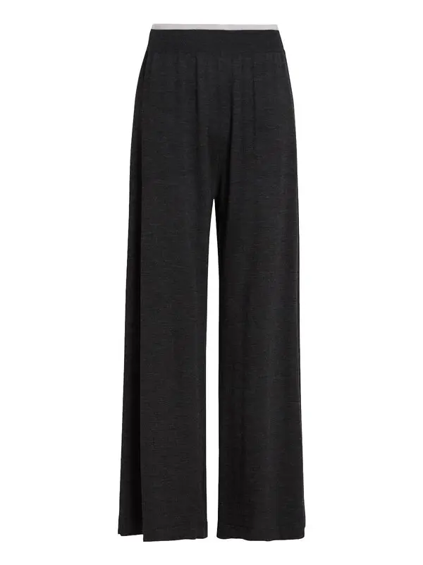 Brunello Cucinelli Wool And Cashmere-blend Wide-leg Pants - Charcoal