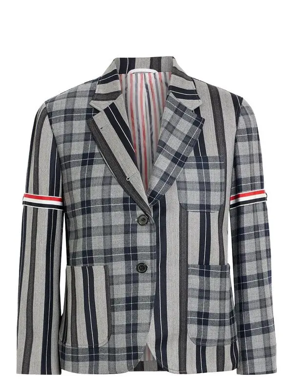 Thom Browne Wooltwill And Jacquard Blazer - Gray