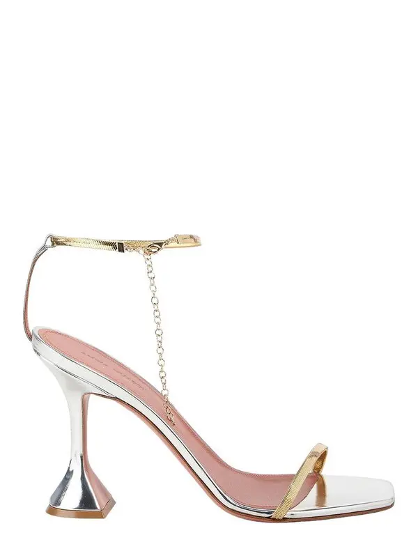 Amina Muaddi Henson Mirrored-leather Sandals - Silver