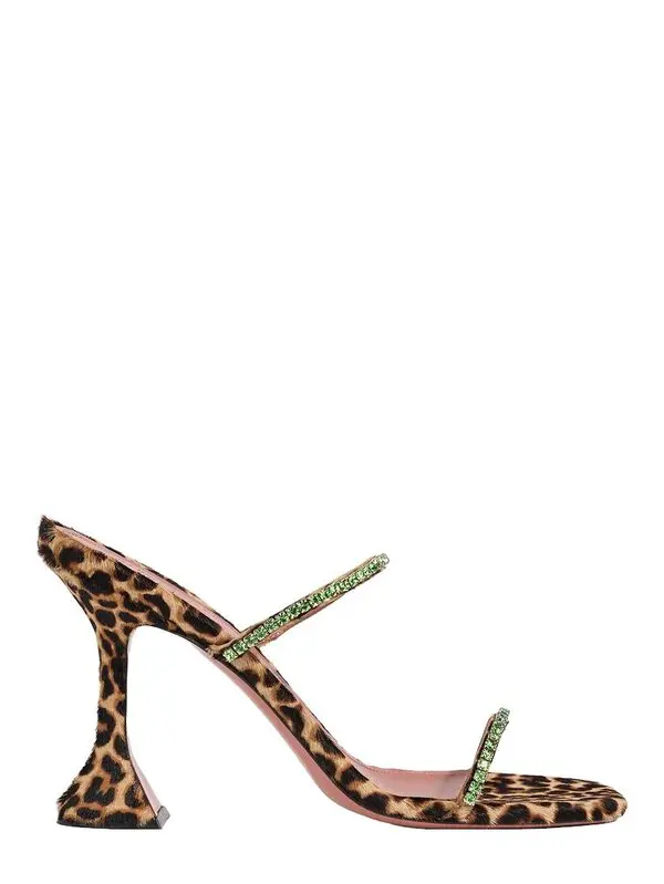 Amina Muaddi Gilda Crystal-embellished Suede Mules - Animal Print