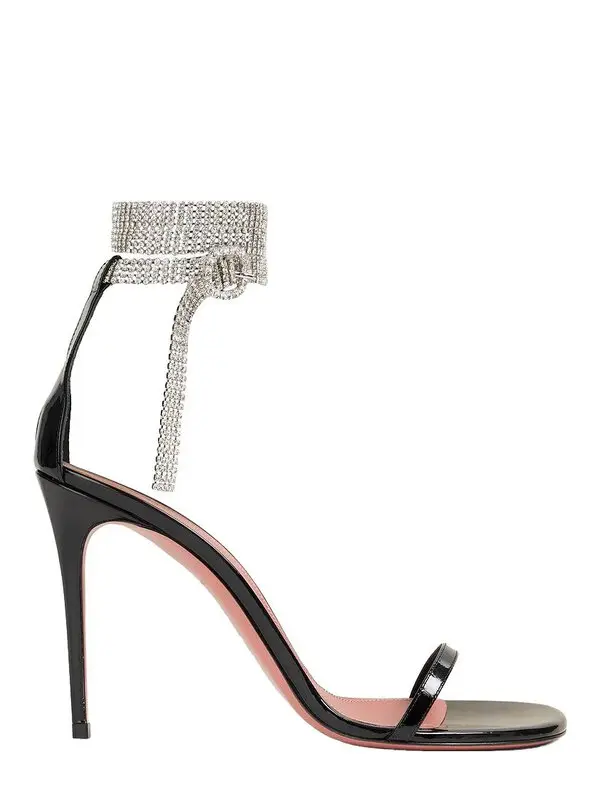 Amina Muaddi Giorgia Crystalembellished Patentleather Sandals - Black