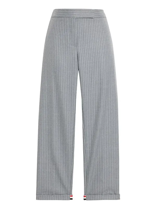 Thom Browne Cropped Pinstriped Wool-blend Twill Tapered Pants - Gray