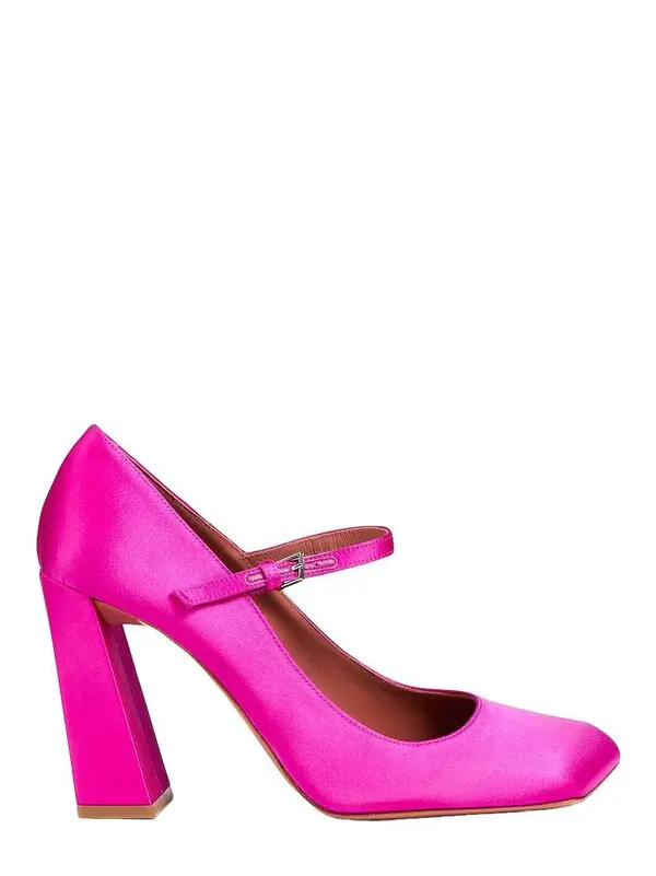 Amina Muaddi Charlotte Satin Mary Jane Pumps - Bright Pink
