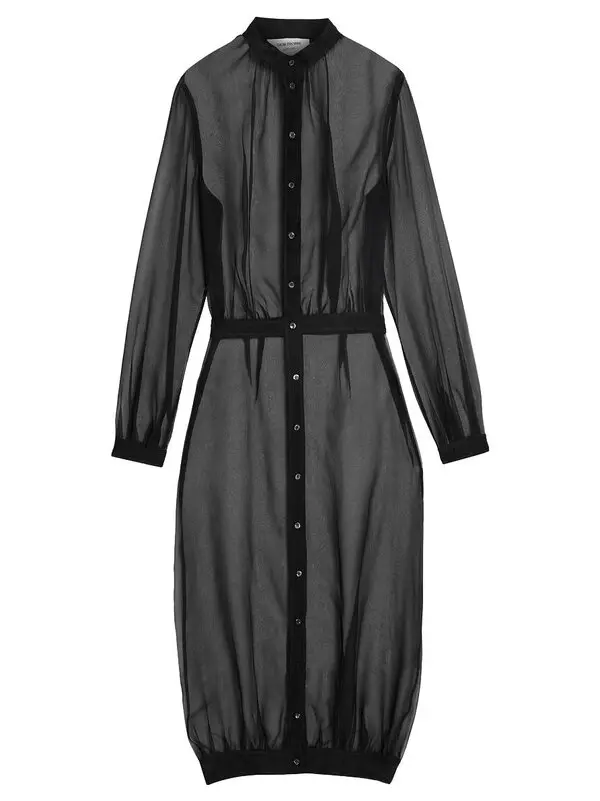 Thom Browne Silk-crepon Midi Dress - Black