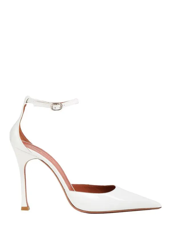 Amina Muaddi Kim 105 Patentleather Pumps - White