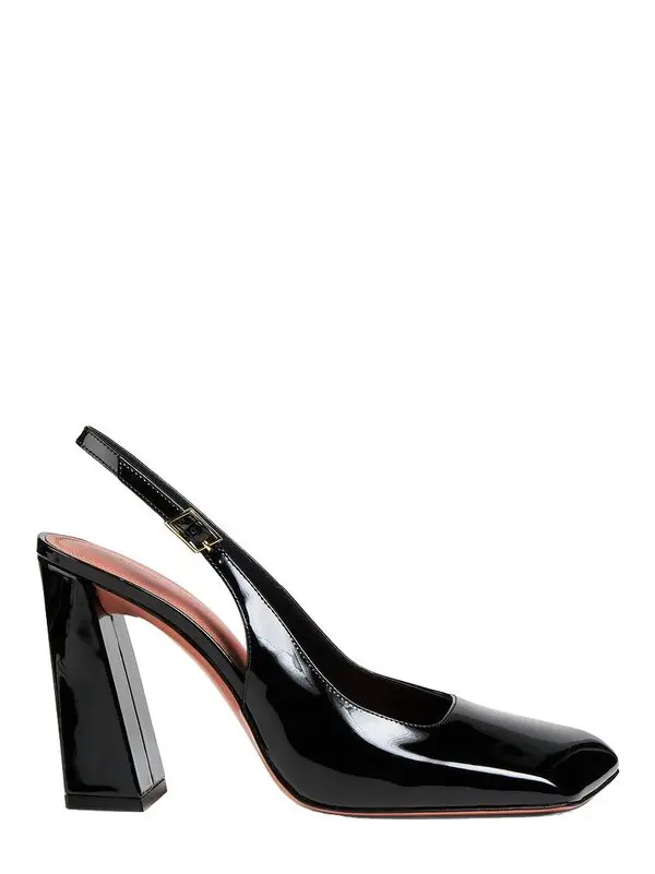 Amina Muaddi Charlotte Patent-leather Slingback Pumps - Black