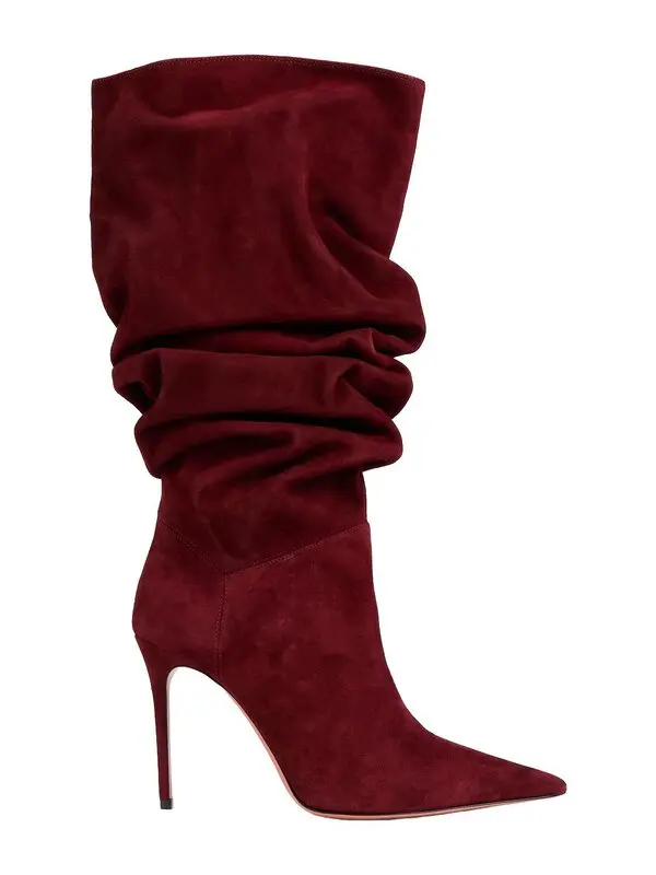 Amina Muaddi Jahleel Suede Knee Boots - Merlot
