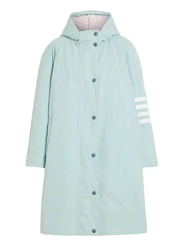 Thom Browne Striped Shell Down Coat - Sky Blue