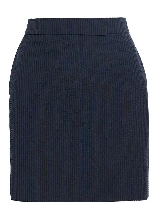 Thom Browne Striped Wool-seersucker Mini Skirt - Navy
