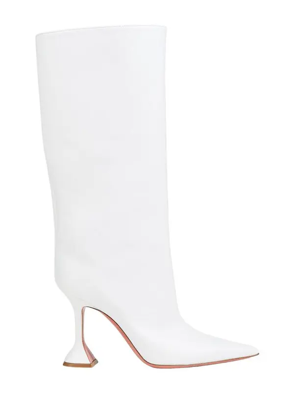 Amina Muaddi Fiona 95 Leather Boots - White