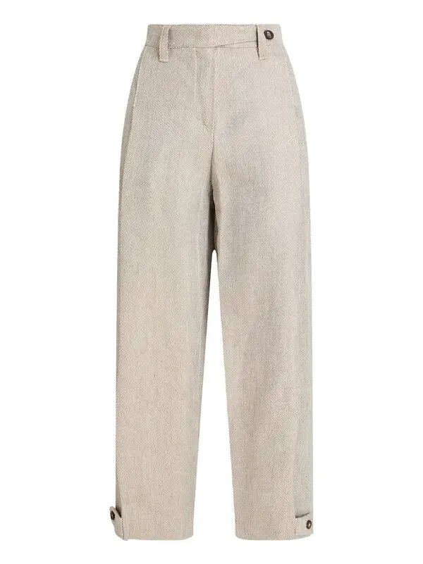 Brunello Cucinelli Linen-twill Tapered Trousers - Mushroom