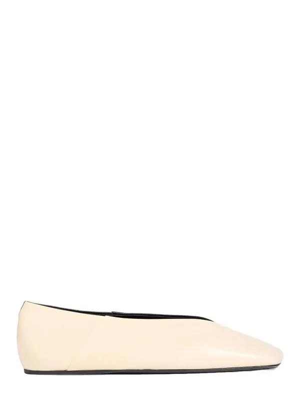 JIL SANDER Two-tone Leather Ballet Flats - Ivory