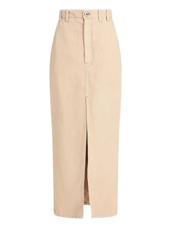 Brunello Cucinelli Cotton And Linen-blend Drill Maxi Skirt - Sand