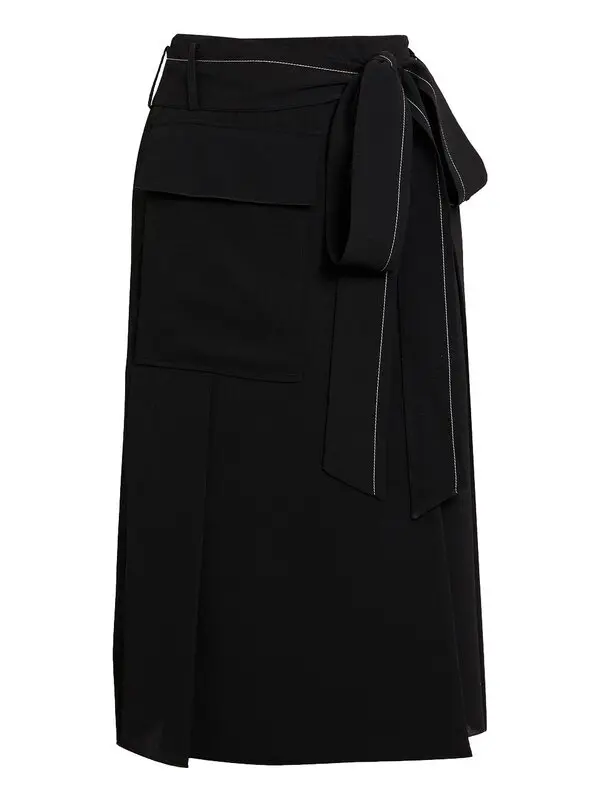 Victoria Beckham Crepe Midi Wrap Skirt - Black