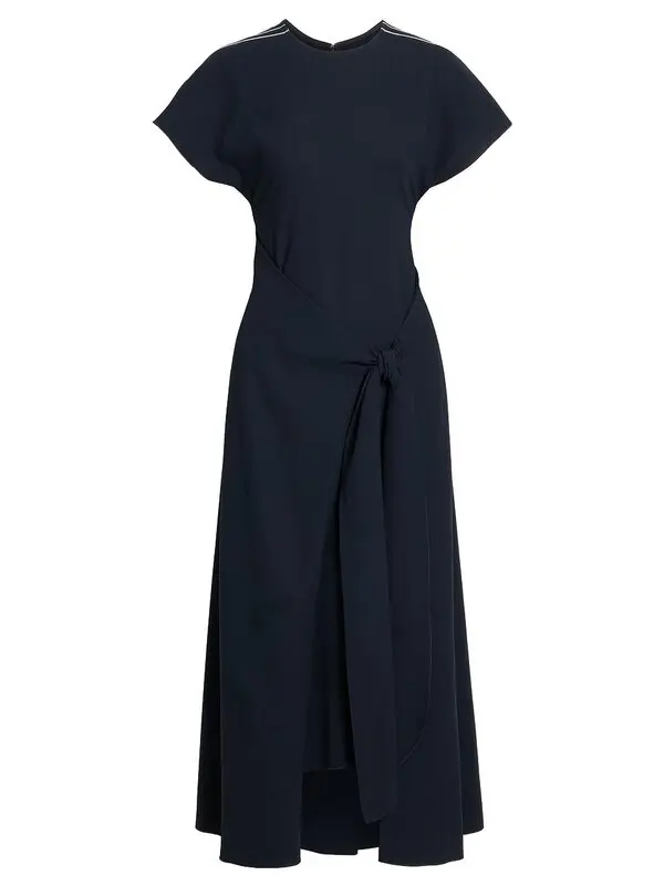 Victoria Beckham Bow-detailed Crepe Midi Dress - Midnight Blue