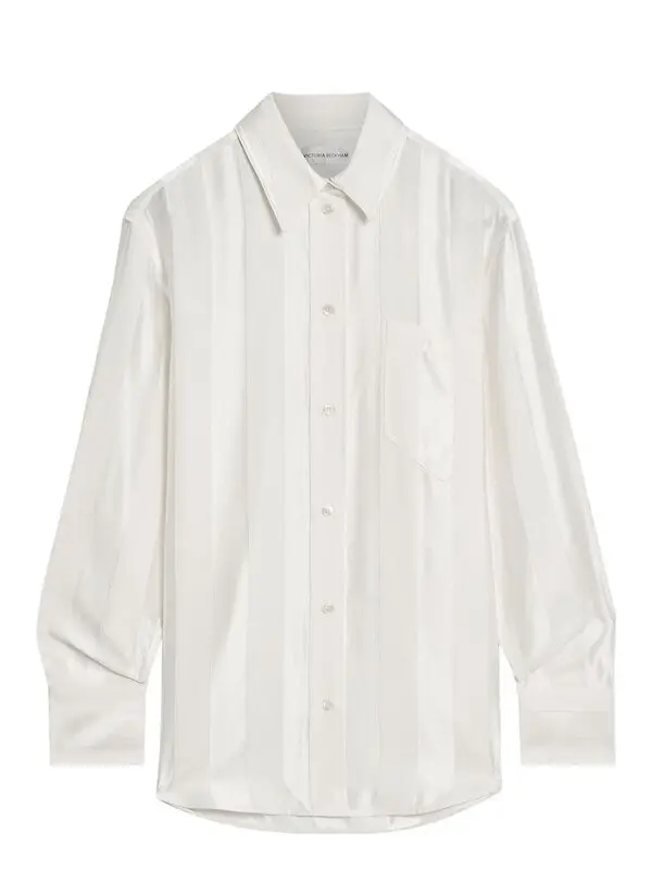 Victoria Beckham Striped Satin-jacquard Shirt - Ivory