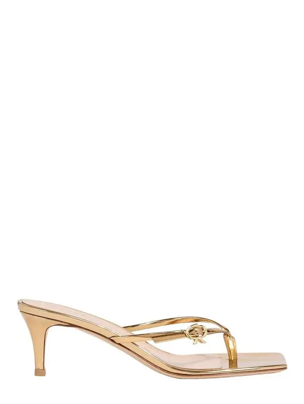 GIANVITO ROSSI Ribbon Thong Mirrored-leather Mules - Gold