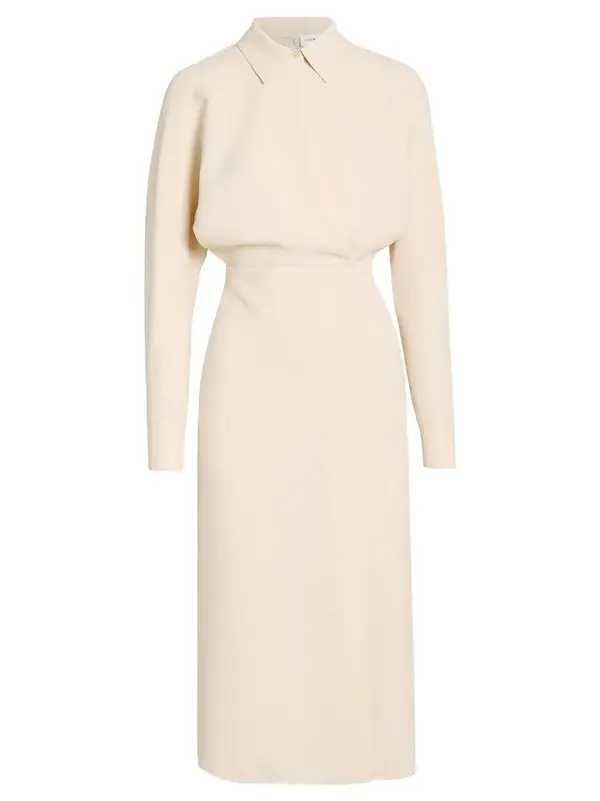 Victoria Beckham Wrapeffect Crepe Midi Dress - Cream