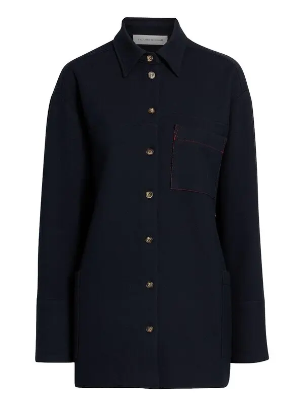 Victoria Beckham Cotton-blend Twill Shirt - Black