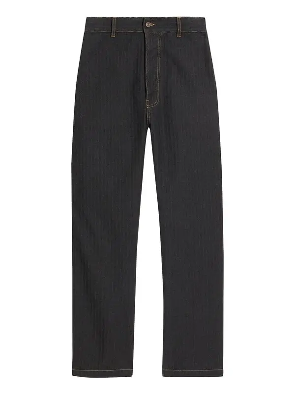 Victoria Beckham High-rise Wide-leg Herringbone Jeans - Charcoal