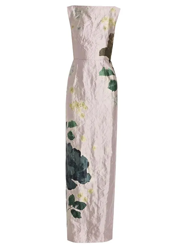 Erdem Floral-print Crinkled-satin Gown - Lilac
