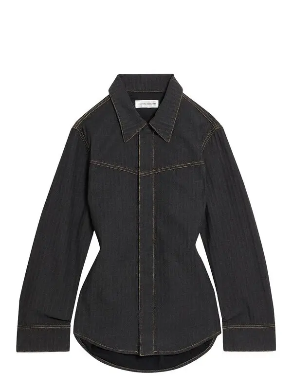 Victoria Beckham Herringbone Denim Shirt - Charcoal