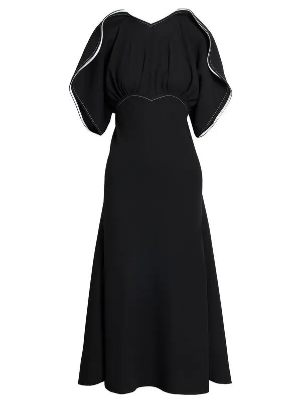 Victoria Beckham Draped Crepe Midi Dress - Black