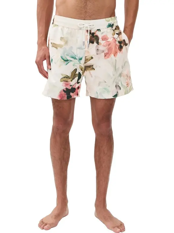 Simkhai Lowell Swim Shorts - Ivory Watercolor Floral