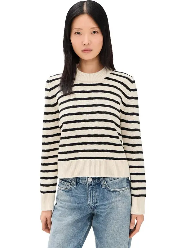 Sold Out NYC The Favorite Crew Stripe Pullover - Black & Cream Stripe