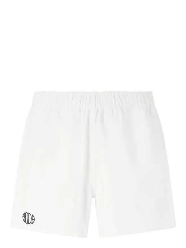 BODE Field Straight-leg Logo-embroidered Cotton-twill Shorts - White