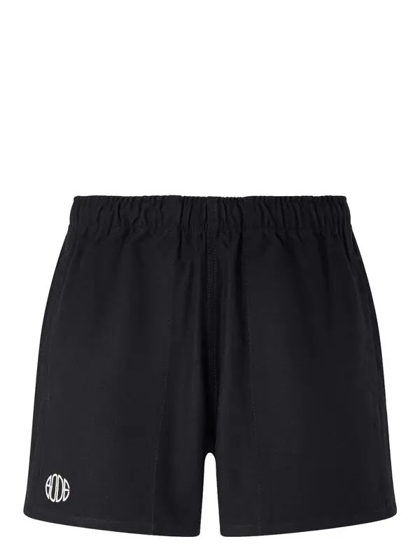 BODE Field Straight-leg Logo-embroidered Cotton-twill Shorts - Black