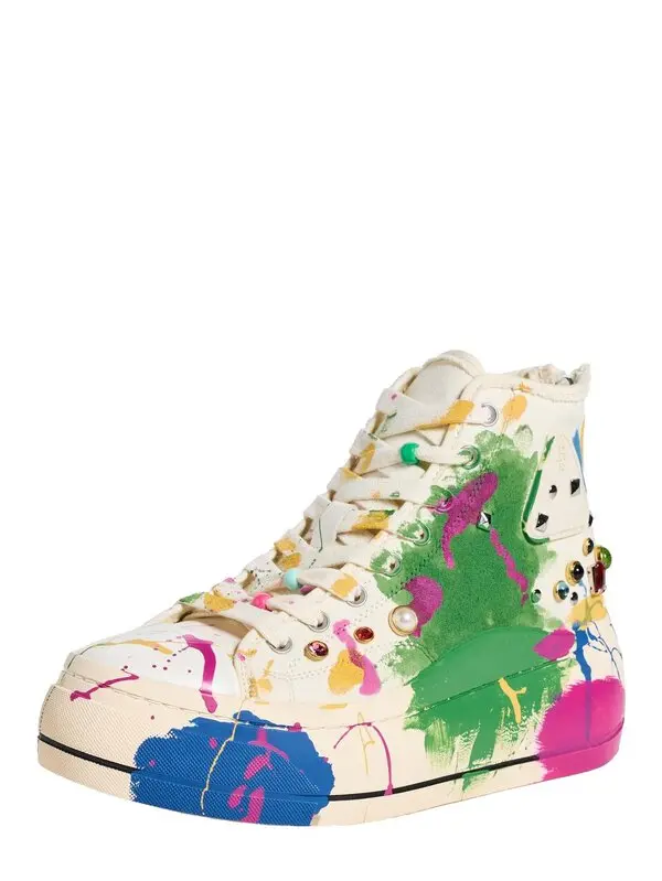 R13 Kurt High Top Sneakers - Off White Paint Splatter
