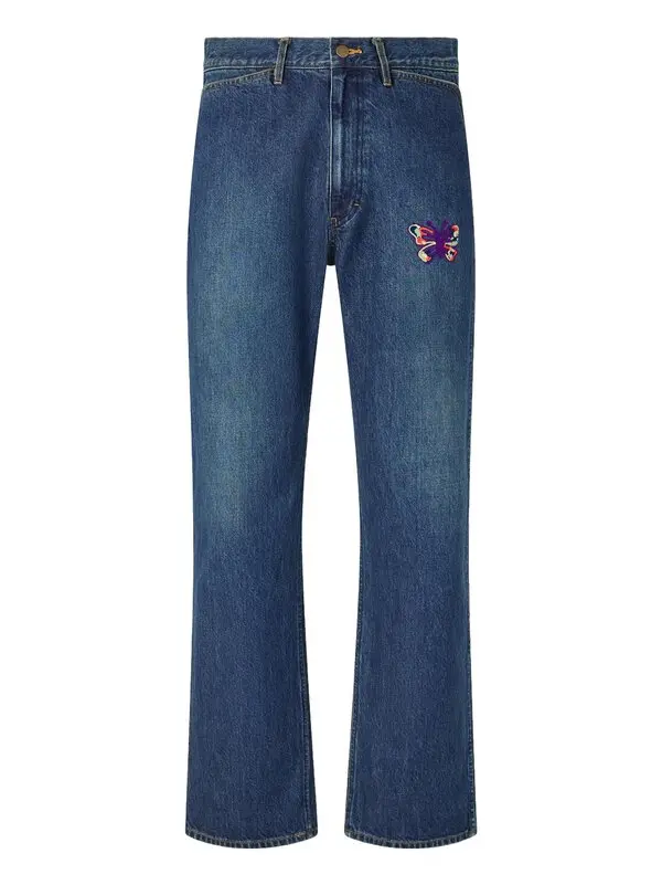 Needles Straight-leg Jeans With Logo Embroidery - Blue