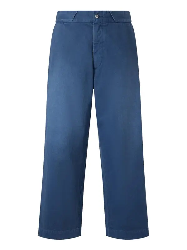 A.PRESSE Straight-leg Cotton-twill Trousers - Blue