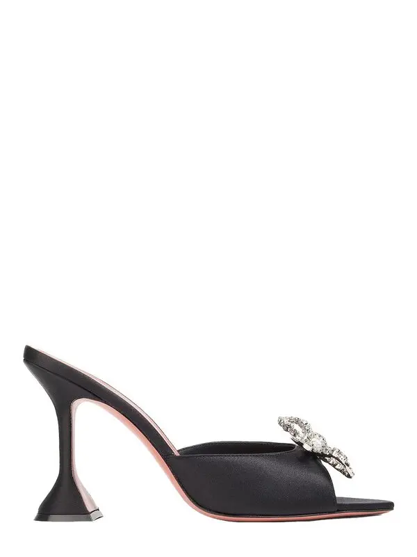 Amina Muaddi Rosie Crystal-embellished Satin Mules - Black