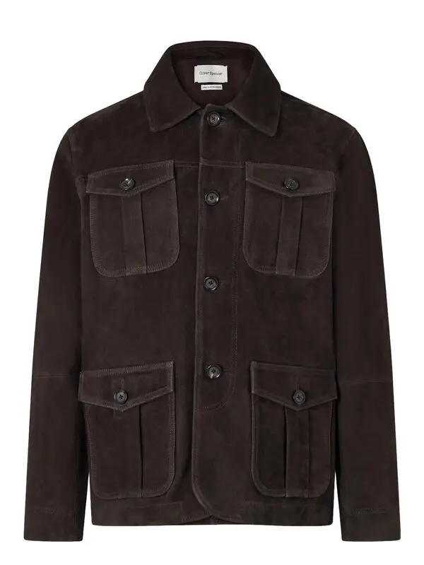 Oliver Spencer Shawcross Suede Jacket - Brown