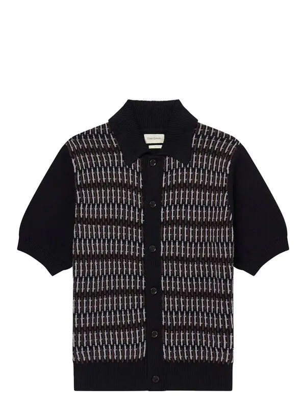Oliver Peoples Rossell Knitted Organic Cotton Shirt - Blue
