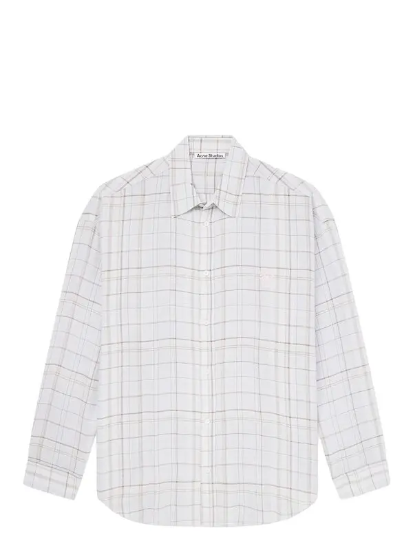 Acne Studios Embroidered Checked Jersey Shirt - Gray