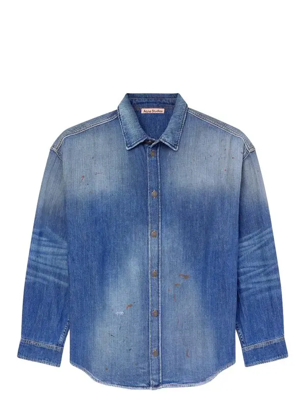 Acne Studios Setar Oversized Paint-splattered Denim Shirt - Blue
